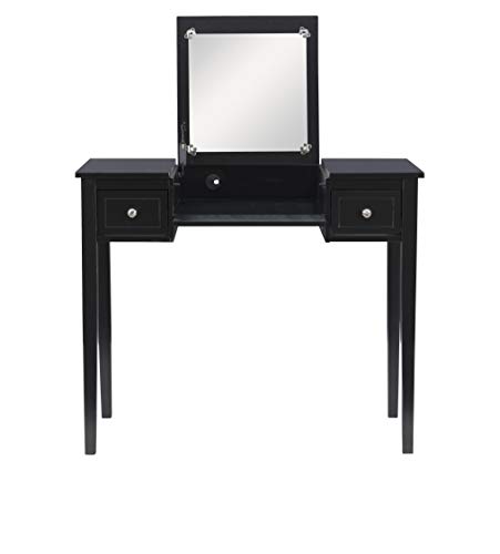 Linon Home Dcor Linon Black Butterfly Stool Vanity Set with Bench, 36"w x 18"d x 30"h,