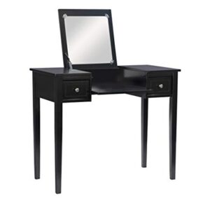 Linon Home Dcor Linon Black Butterfly Stool Vanity Set with Bench, 36"w x 18"d x 30"h,