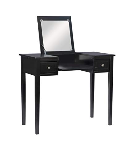 Linon Home Dcor Linon Black Butterfly Stool Vanity Set with Bench, 36"w x 18"d x 30"h,