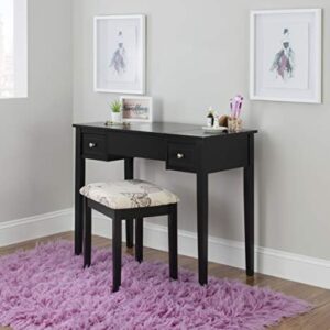 Linon Home Dcor Linon Black Butterfly Stool Vanity Set with Bench, 36"w x 18"d x 30"h,