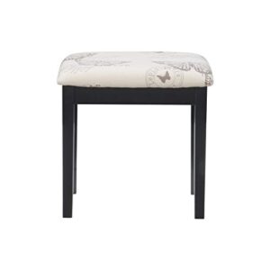 Linon Home Dcor Linon Black Butterfly Stool Vanity Set with Bench, 36"w x 18"d x 30"h,