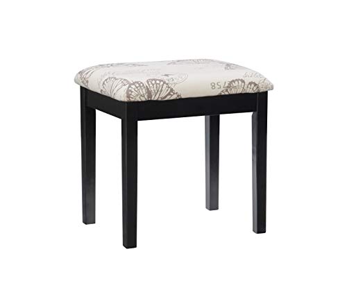 Linon Home Dcor Linon Black Butterfly Stool Vanity Set with Bench, 36"w x 18"d x 30"h,