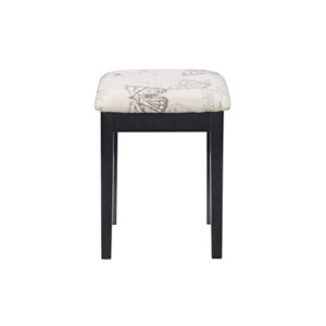 Linon Home Dcor Linon Black Butterfly Stool Vanity Set with Bench, 36"w x 18"d x 30"h,