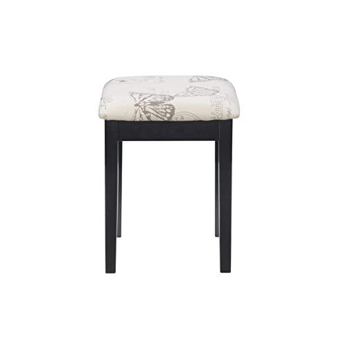 Linon Home Dcor Linon Black Butterfly Stool Vanity Set with Bench, 36"w x 18"d x 30"h,