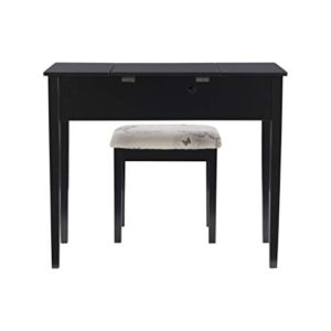 Linon Home Dcor Linon Black Butterfly Stool Vanity Set with Bench, 36"w x 18"d x 30"h,