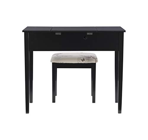 Linon Home Dcor Linon Black Butterfly Stool Vanity Set with Bench, 36"w x 18"d x 30"h,