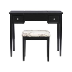 Linon Home Dcor Linon Black Butterfly Stool Vanity Set with Bench, 36"w x 18"d x 30"h,