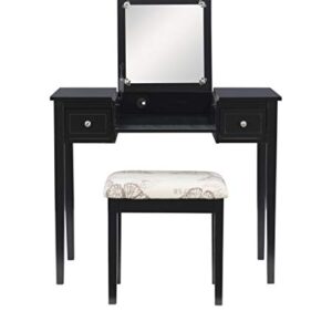 Linon Home Dcor Linon Black Butterfly Stool Vanity Set with Bench, 36"w x 18"d x 30"h,