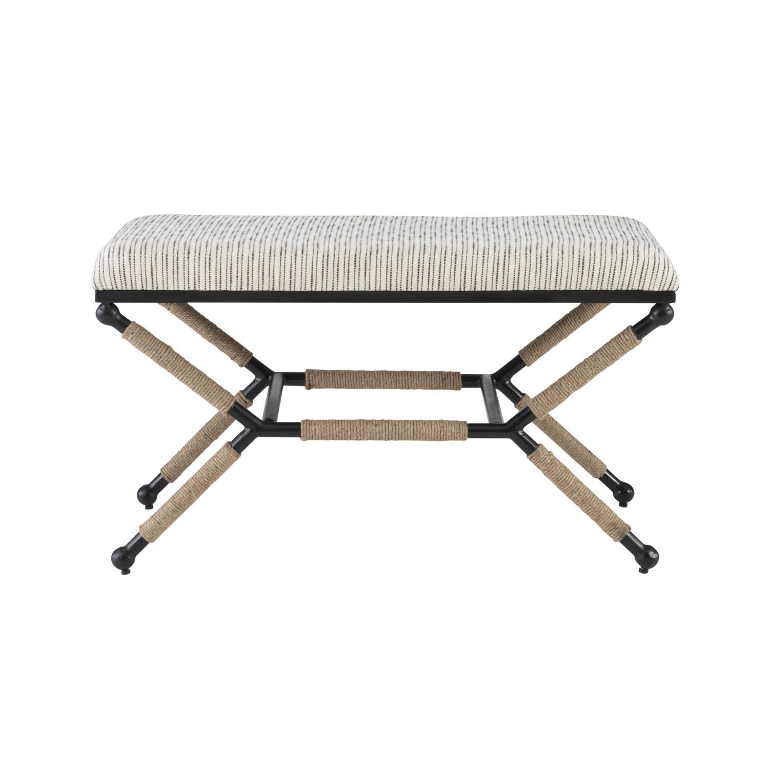 Linon Ashburn Campaign Bench Striped