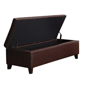 DECO DE VILLE Storage Ottoman, 51 Inch Storage Bench, PU Leather Ottoman Bench for Living Room, Bedroom and Entryway,Brown