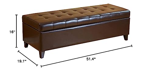 DECO DE VILLE Storage Ottoman, 51 Inch Storage Bench, PU Leather Ottoman Bench for Living Room, Bedroom and Entryway,Brown