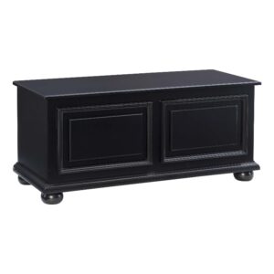 linon chadwick classic cedar lined chest raised panels bun feet in black