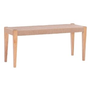 powell linon patty wood dining bench in natural brown