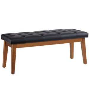 huimo entryway bench, black leather, solid wood, durable and wear-resistant