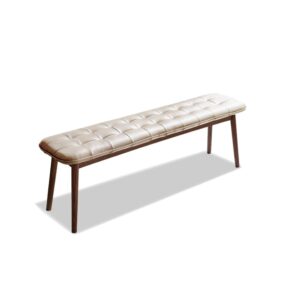 Vadisun Traditional Upholstered Bedroom Bench,100% Solid Wood Bench,Soft Leather Cushion, Entryway Bench and Dining Bench (off white,51.18”*11.81”*17.32”)