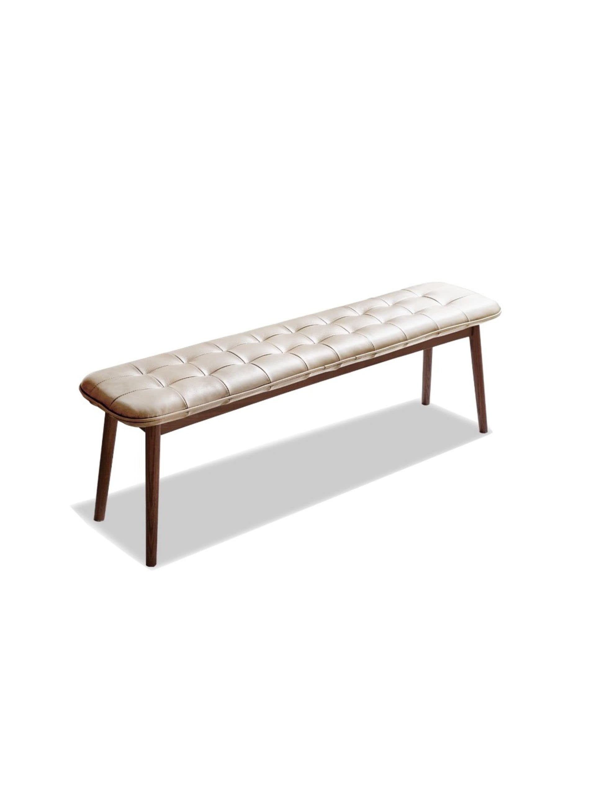 Vadisun Traditional Upholstered Bedroom Bench,100% Solid Wood Bench,Soft Leather Cushion, Entryway Bench and Dining Bench (off white,51.18”*11.81”*17.32”)