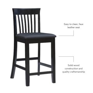 Linon Torino Collection Craftsman Counter Stool, 17.25"W x 19.5"D x 37"H, Black