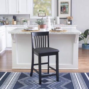 Linon Torino Collection Craftsman Counter Stool, 17.25"W x 19.5"D x 37"H, Black