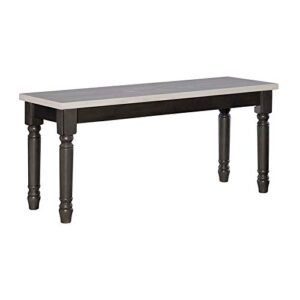 powell linon willow wood dining bench in smokey white and dark gray