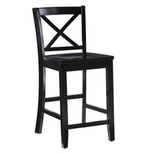 linon home dcor black x back counter stool, 16" w x 17.91" d x 37.01" h