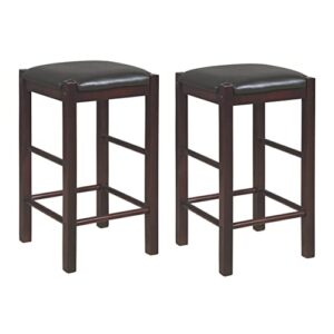 linon betsy espresso backless 25" counter stools set of two, espresso stools