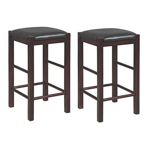 Linon Betsy Espresso Backless 25" Counter Stools Set of Two, Espresso Stools