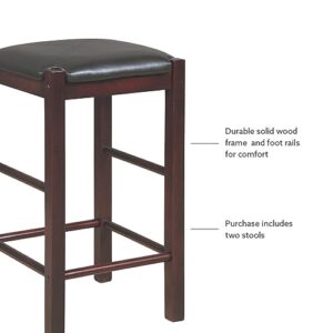 Linon Betsy Espresso Backless 25" Counter Stools Set of Two, Espresso Stools