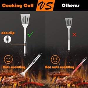 Grill Tools Set,Stainless Steel Grill Set for Men, 6pc BBQ Tools Grilling Accessories Kit with Spatula,Fork,Knife,Brush,Tongs & Carry Bag Grill Utensils Set for Outdoor Grill