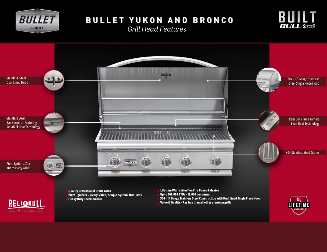 Bullet by Bull Outdoor Products 48109 Bronco Bullet by Bull 4 Burner Grill Natural Gas, Stainless Steel