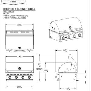 Bullet by Bull Outdoor Products 48109 Bronco Bullet by Bull 4 Burner Grill Natural Gas, Stainless Steel