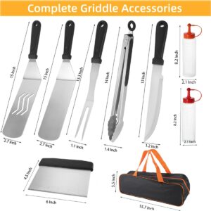 Griddle Accessories Kit - Griddle Tools Spatulas Set for Blackstone, 9 PCS Stainless Steel Grill Spatula Set, Flat Top Grill Accessories Set for Hibachi Grill, Outdoor and Camping Teppanyaki