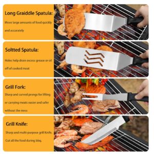 Griddle Accessories Kit - Griddle Tools Spatulas Set for Blackstone, 9 PCS Stainless Steel Grill Spatula Set, Flat Top Grill Accessories Set for Hibachi Grill, Outdoor and Camping Teppanyaki