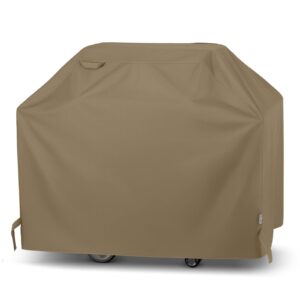 unicook 50 inch grill cover for weber charbroil nexgrill etc, bbq grill cover for outdoor grill, heavy duty waterproof bbq cover with sealed seam, fade resistant barbecue cover, neutral taupe