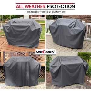 Unicook 65 Inch Grill Cover for Outdoor Grill, Heavy Duty Waterproof BBQ Cover, Fade Resistant Barbecue Cover, Compatible with Weber, Char-Broil, Nexgrill and More Grills, Grey