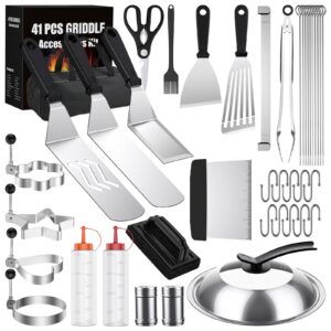 blackstone griddle accessories kit,41pcs flat top grill accessories set for blackstone and camp chef,professional stainless steel griddle grill tools set for outdoor bbq teppanyaki camping