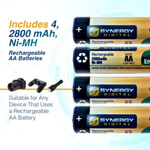 Synergy Digital Camera Battery Charger, Compatible with Nikon COOLPIX B500 Digital Camera, AA & AAA NiMH Battery Charger, includes: 4-pk 2800mAh Rechargeable AA Ni-MH Batteries & EU adapters