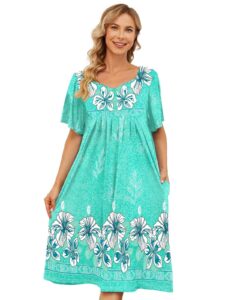 udforsk house dress for women nightgown plus size mumu dresses summer lounge dresses duster housecoats elderly moo moos patio dress florar sleepwear momo dresses for women duster coat women green xl