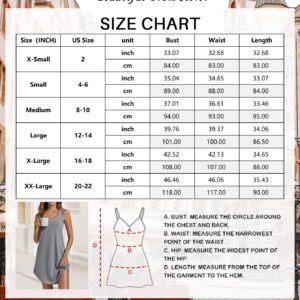 Vrtige Women's Cotton Tank Nightgown Sleeveless Sleepwear Scoop Neck Full Slip Chemise Nightdress Grey Medium