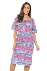 4360-r-10070-2x just love short sleeve nightgown / sleep dress for women / sleepwear,colorful aztec,2x plus