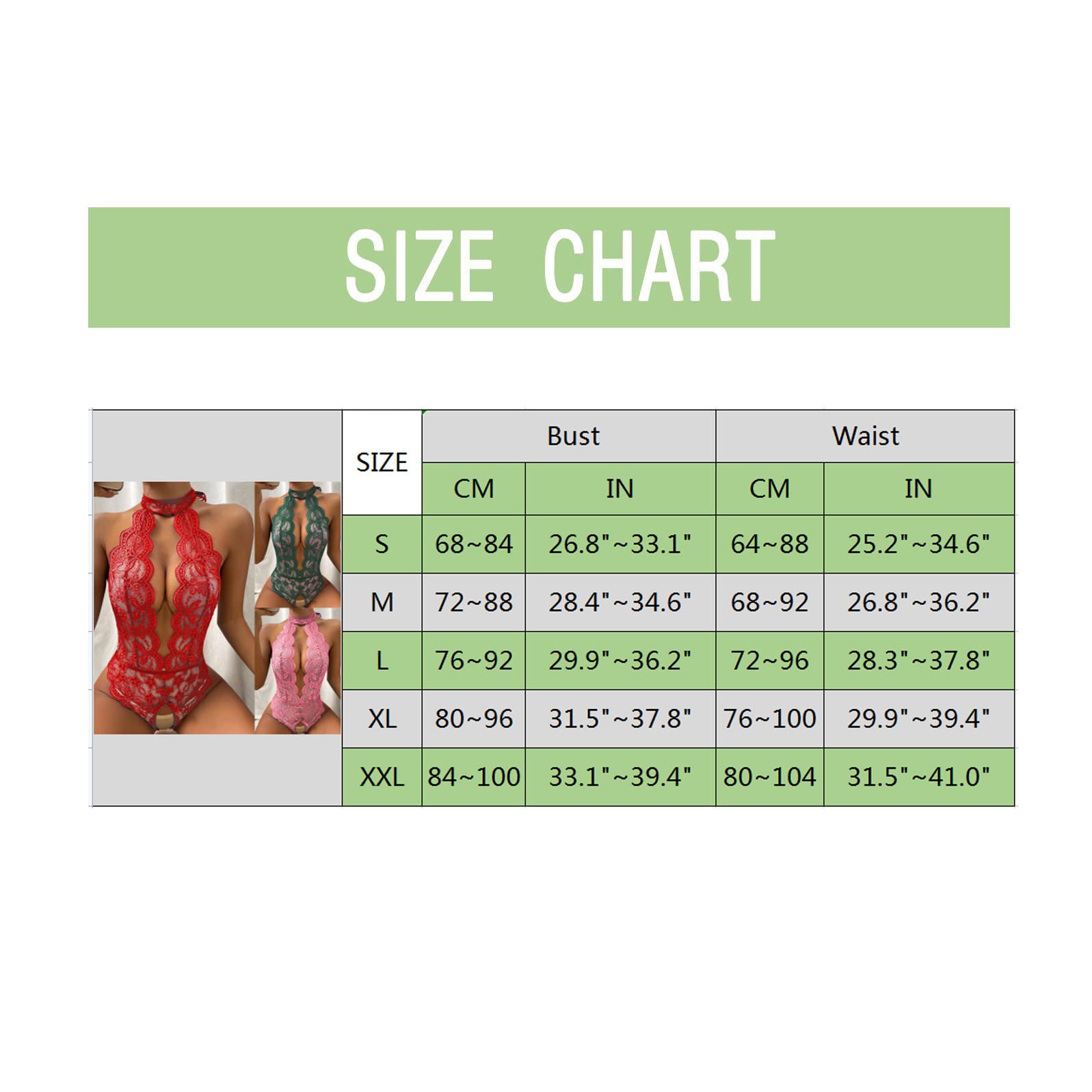 OutTop Sexy Lingerie for Women, Lace Halter Bodysuit Teddy Baby Doll Nightwear Outfit Set Deep V Neck Chemise Sleepwear (M, Pink)