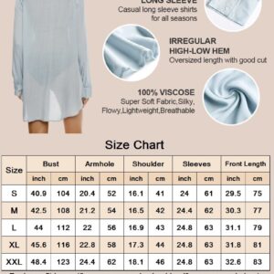 TOUSYEA Sleep Shirts for Women Button Down Shirts Long Sleeve Sleepwear Swimsuit Cover Ups Soft Pajama Tops Light Blue M