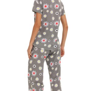 ENJOYNIGHT Women's Pajama Short Sleeve Sets Top with Capri Pants Sleepwear Sets Loungewear