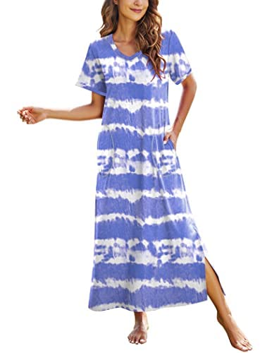 Ekouaer Loungewear Long Nightgown Women's Ultra-Soft Nightshirt Full Length Sleepwear with Pocket