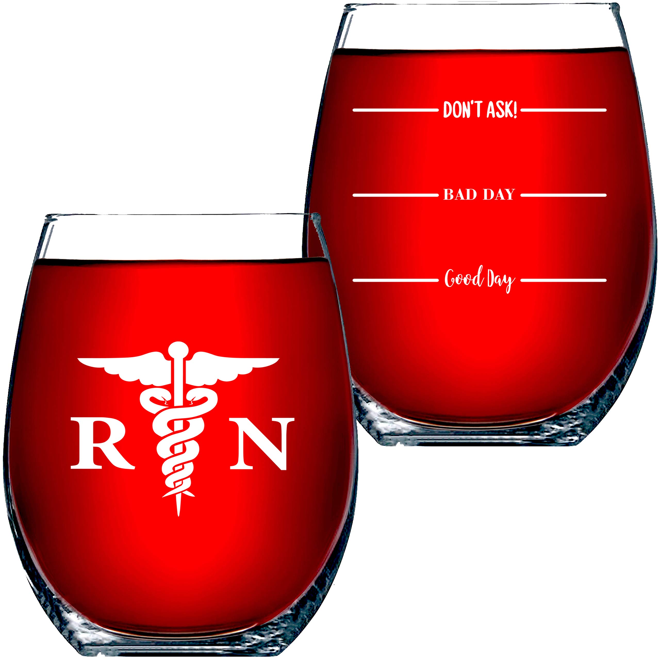 Funny Bone Products Nurse Gifts For Women RN – Good Day, Bad Day, Don’t Ask Novelty Wine Glass 15 OZ – Funny Gifts For Nurses, For Women, For Men, RN Nursing Gifts, CoWorker Gift, Nursing Students