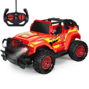 remote control car, 1:20 scale off road rc truck racing car toy for boys 4-7 8-12 remote control truck with led headlights monster truck toys birthday gift for kids ages 3-5, racing car red