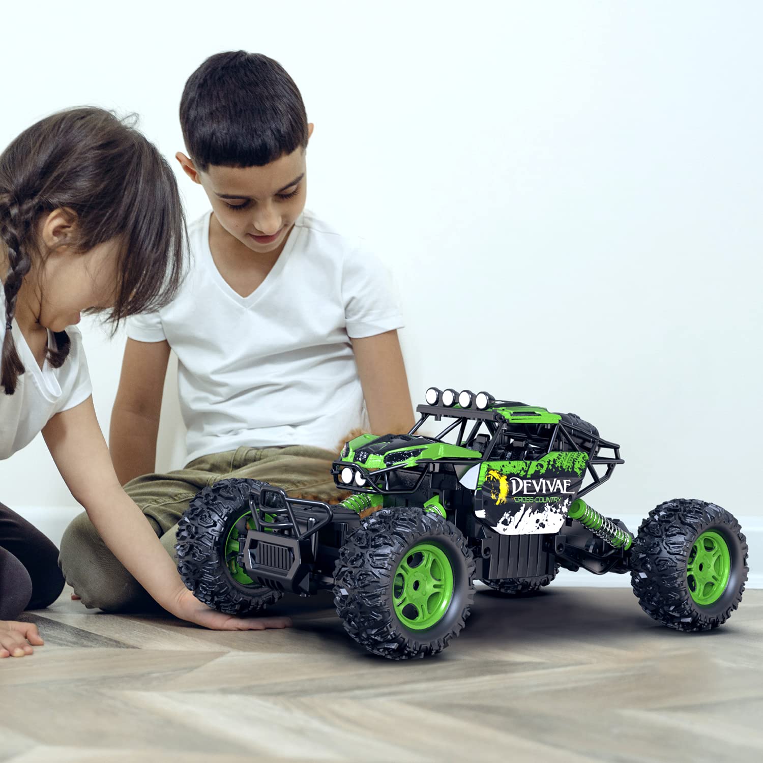 CROBOLL 1:12 Large RC Cars for Boys with Upgraded Lifting Function, 2.4GHz 4WD Remote Control Car toy Gifts 20km/h Monster truck for Kids, All Terrain RC Truck for 60Min Play(Green)