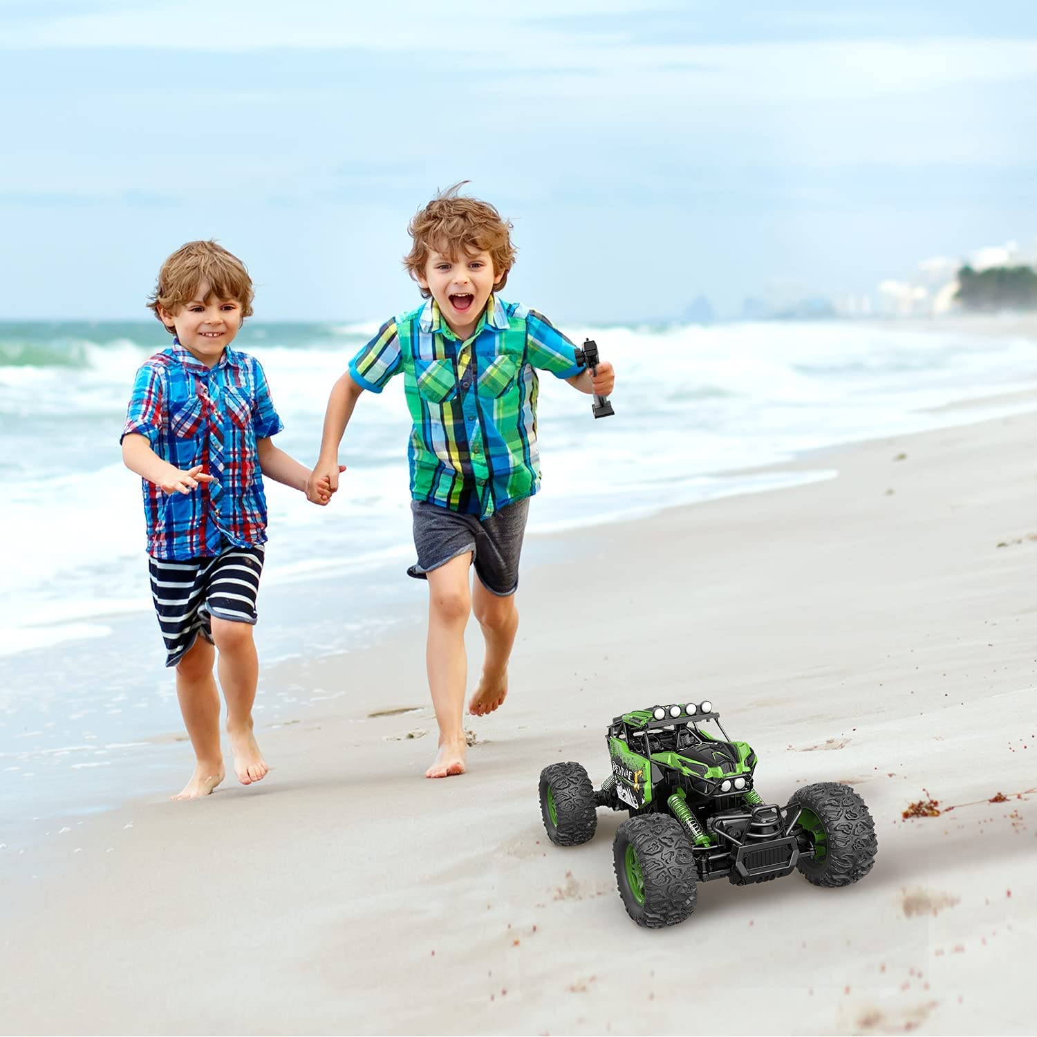 CROBOLL 1:12 Large RC Cars for Boys with Upgraded Lifting Function, 2.4GHz 4WD Remote Control Car toy Gifts 20km/h Monster truck for Kids, All Terrain RC Truck for 60Min Play(Green)