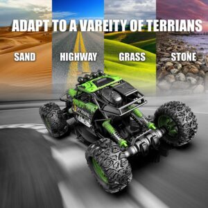 CROBOLL 1:12 Large RC Cars for Boys with Upgraded Lifting Function, 2.4GHz 4WD Remote Control Car toy Gifts 20km/h Monster truck for Kids, All Terrain RC Truck for 60Min Play(Green)