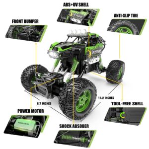 CROBOLL 1:12 Large RC Cars for Boys with Upgraded Lifting Function, 2.4GHz 4WD Remote Control Car toy Gifts 20km/h Monster truck for Kids, All Terrain RC Truck for 60Min Play(Green)