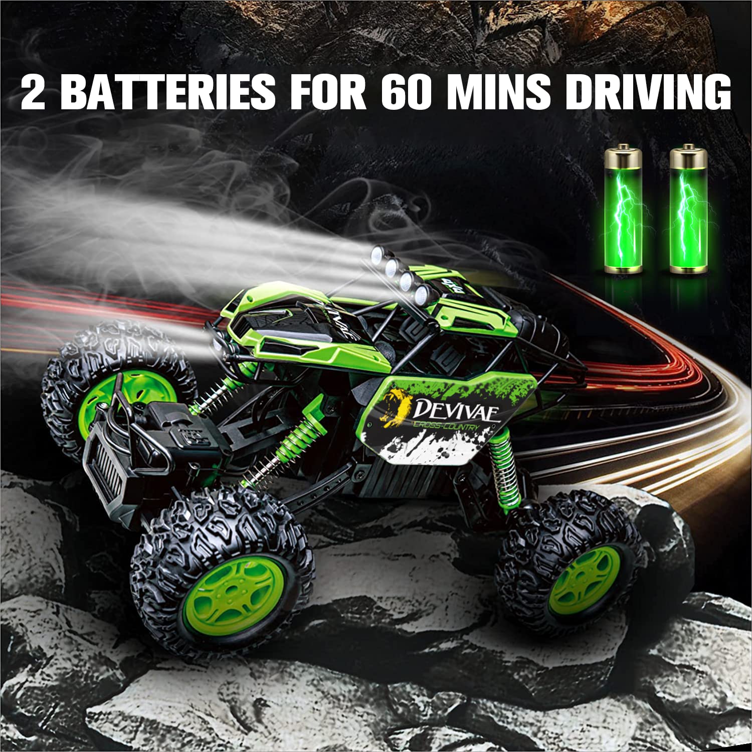 CROBOLL 1:12 Large RC Cars for Boys with Upgraded Lifting Function, 2.4GHz 4WD Remote Control Car toy Gifts 20km/h Monster truck for Kids, All Terrain RC Truck for 60Min Play(Green)